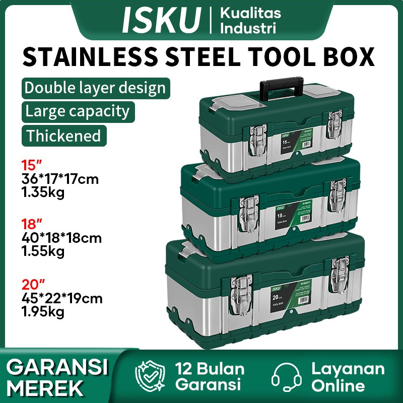Jual ISKU Tool box Besar 20 Inch Stainless Steel Bahan Toolbox kotak ...