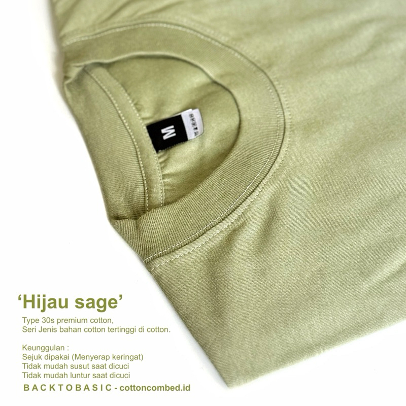 Jual Cottoncombed | Kaos Polos Sage | Basic Tees | Kaos Polos Premium | Hijau | Shopee Indonesia