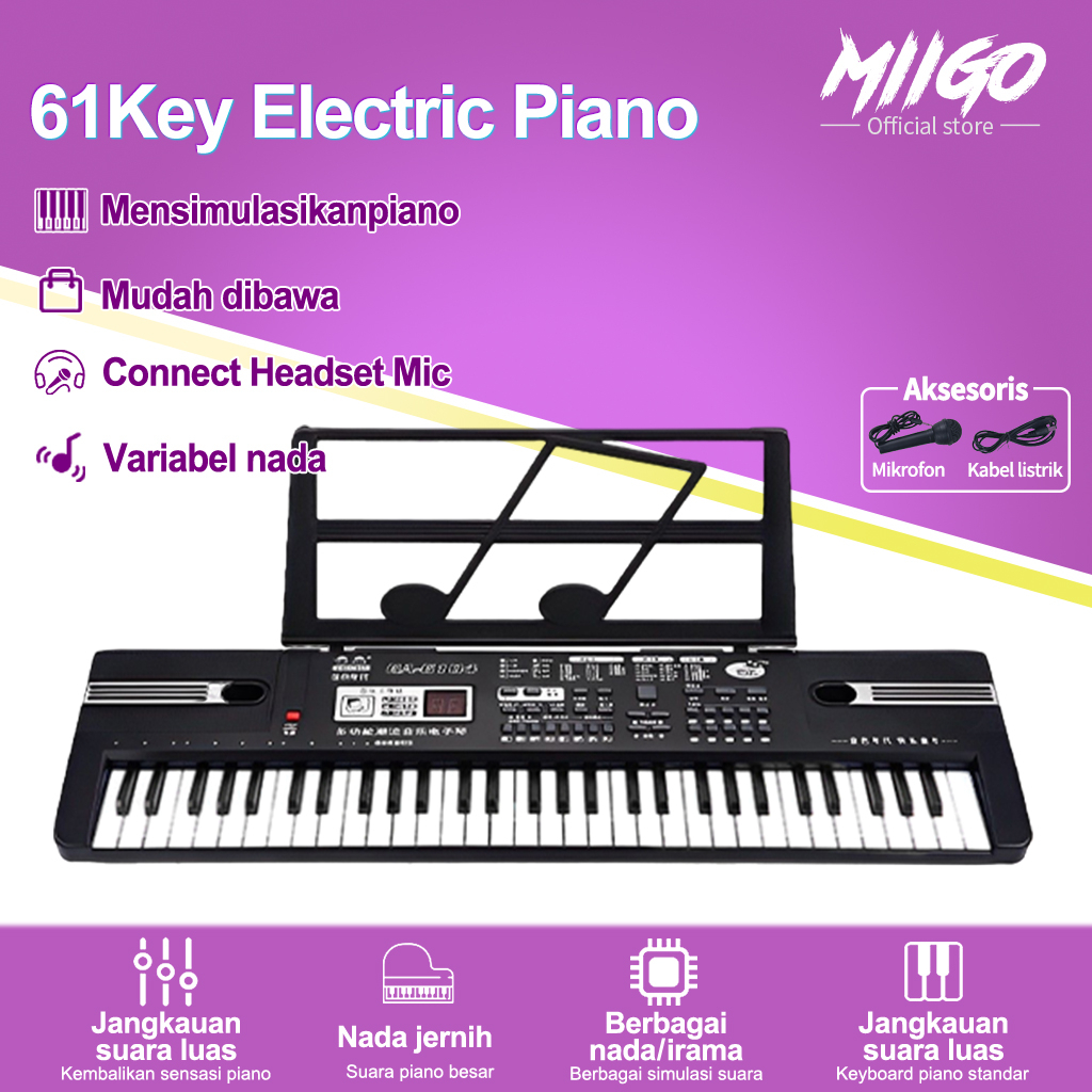 Jual MIIGO Keyboard Piano Anak Digital Elektrik 61 Keys | Shopee Indonesia