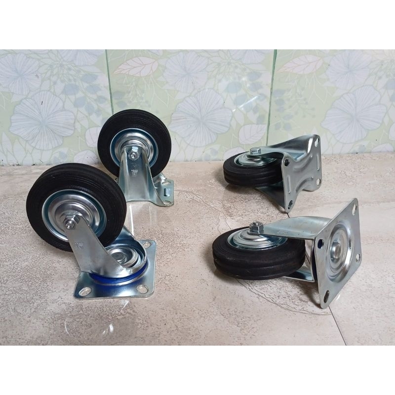 Jual Ban / Roda troli ukuran 4" (100/30-50) 1 set (2 hidup 2 mati ...