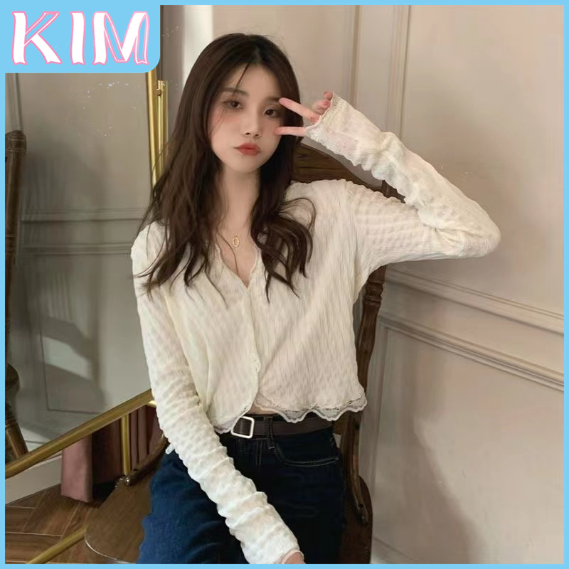Jual KIM Cardigan Knit Sweater Rajut Wanita Korea V Neck Outer Knit Button Down Longsleve Bahan ...
