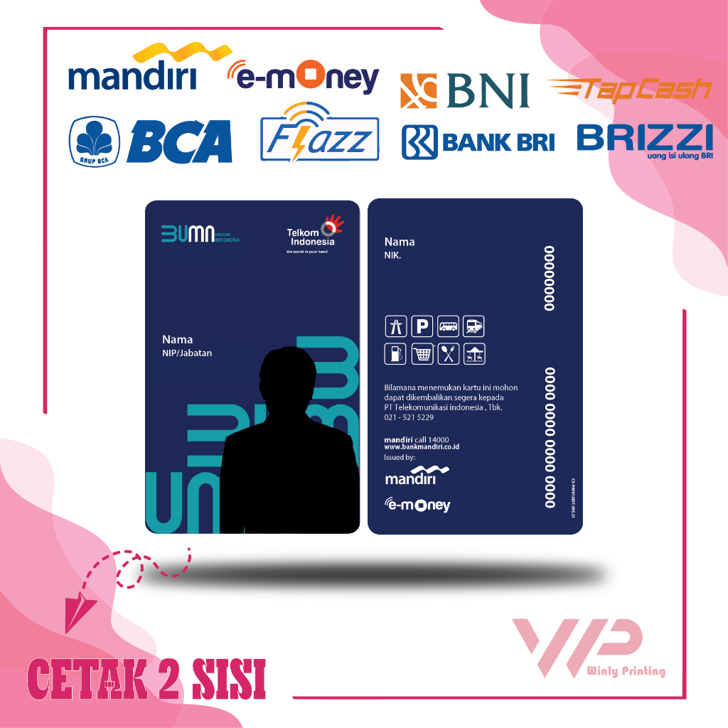 Jual KARTU ID CARD TELKOM NEW PEGAWAI E MONEY ETOLL MANDIRI FLAZZ BCA ...