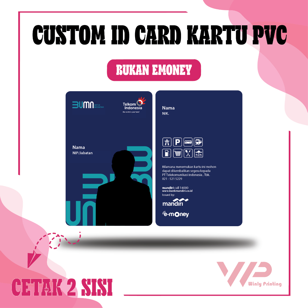 Jual CUSTOM KARTU PVC DESIGN ID CARD TELKOM BUMN TERBARU BAHAN PVC - 2 ...