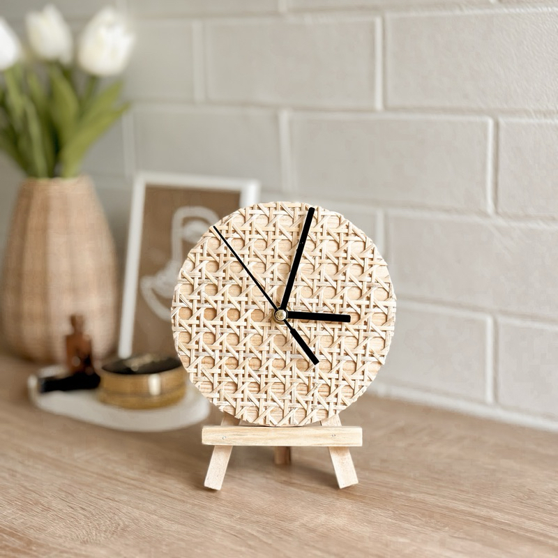 Jual JAM ROTAN | JAM KAYU AESTHETIK | JAM ANYAMAN | RATTAN CLOCK | JAM ...