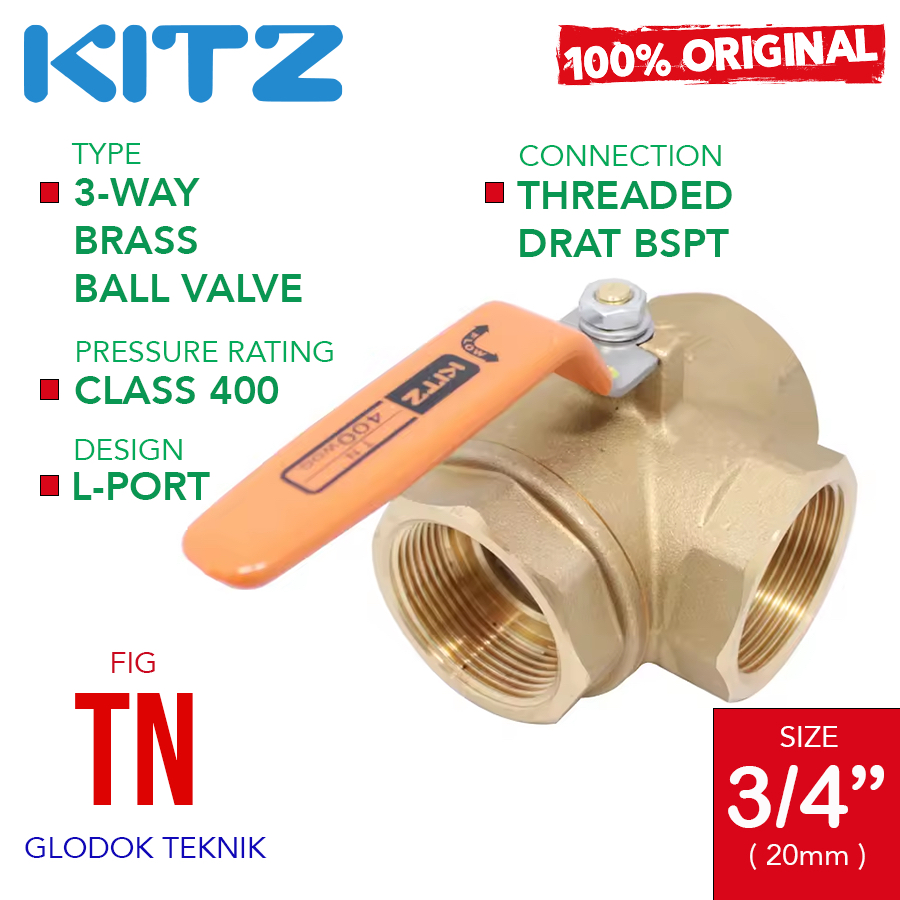 Jual KITZ 3 Way Ball Valve 3/4 inch Brass Kuningan Stop Kran 3 arah | Shopee Indonesia