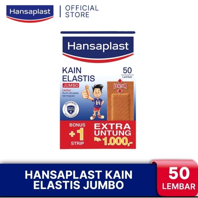 Jual HANSAPLAST KAIN ELASTIS JUMBO (50 LEMBAR) / PLASTER / PLESTER ...