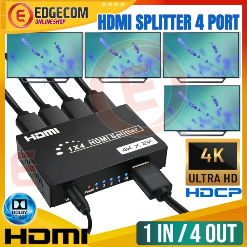 Jual HDMI Splitter 4 Port / 1 in to 4 out support 4K SM4K104 | Shopee ...