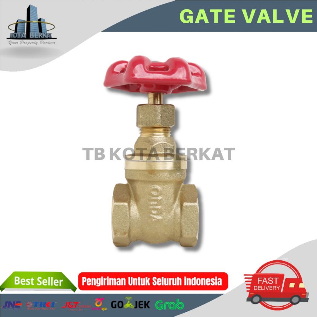 Jual GATE VALVE/ STOP KRAN DRAT DALAM KUNINGAN 1/2 INCH MERK ONDA ...