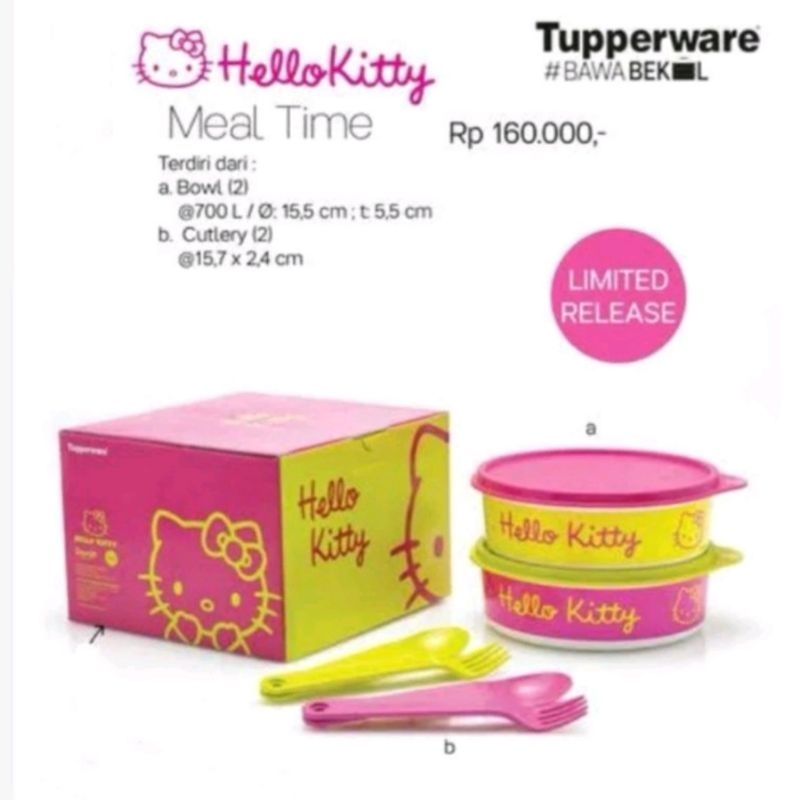 Jual Hello Kitty Meal Time Tupperware isi 2 || Tempat Makan Tupperware ...
