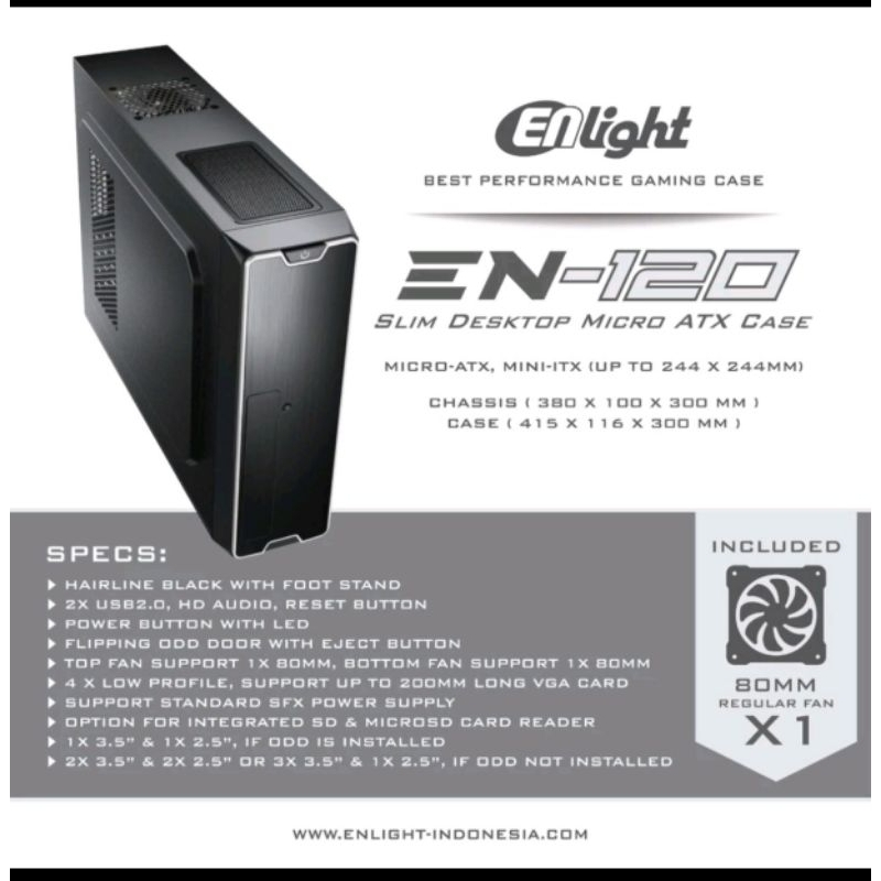 Jual ENLIGHT CASE EN 120 ( mATX ,, case only, no PSU SFX, slim case ...