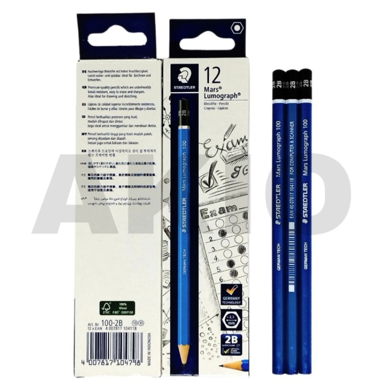 Jual Pensil 2B STAEDTLER Mars Lumograph 100 Original Pensil Ujian ...