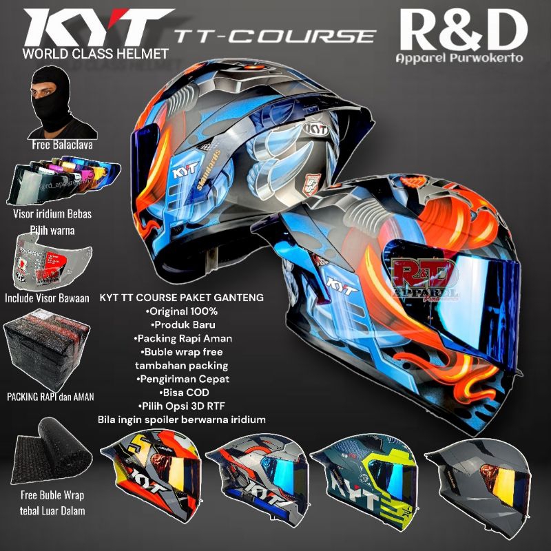 Jual HELM KYT TT COURSE MOTIF POLOS PAKET GANTENG ORIGINAL | Shopee Indonesia