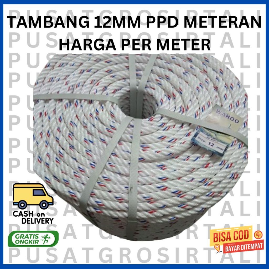 Jual TAMBANG 12MM (ECERAN) TALI 12MM / TAMPAR 12MM / TALI PPD 12MM / TAMBANG MOBIL / TALI TRUK ...