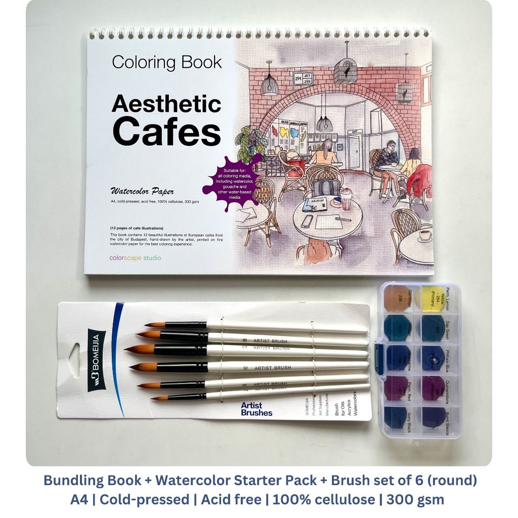 Jual Colorscape Watercolor & Mixed Media Coloring Book - Aesthetic ...