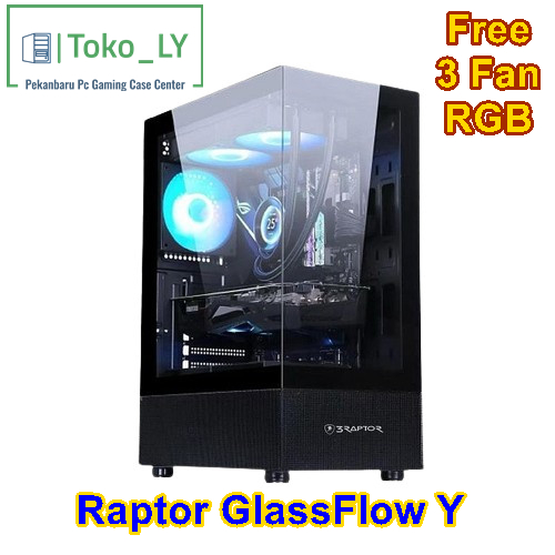 Jual Casing Gaming Raptor Glass Flow Y Black Series FREE 3 FAN RGB ...