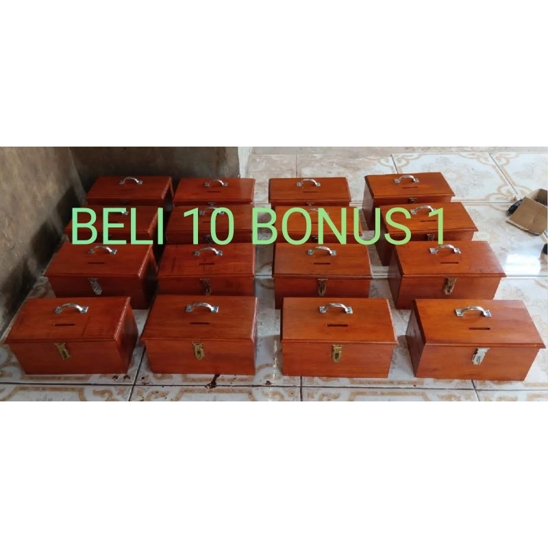 Jual kotak infaq/kotak amal masjid/celengan kayu asli murah sudah ...