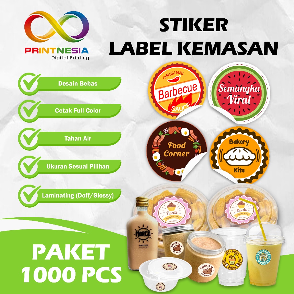 Jual Stiker Label 1000PCS Chromo / Vinyl Paket Plus Cutting Cetak ...