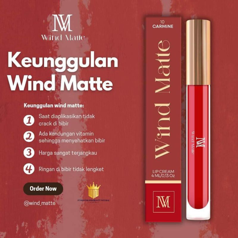 Jual Wind Matte Lip Cream with Vitamin E dan Ekstrak Strawberry Velvet ...