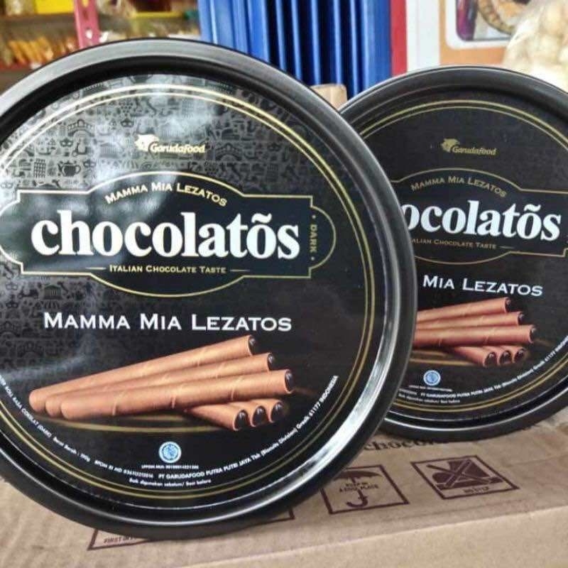 Jual Chocolatos Dark Premium 190 gr Garuda Food Gerry Roll Wafer Kaleng ...