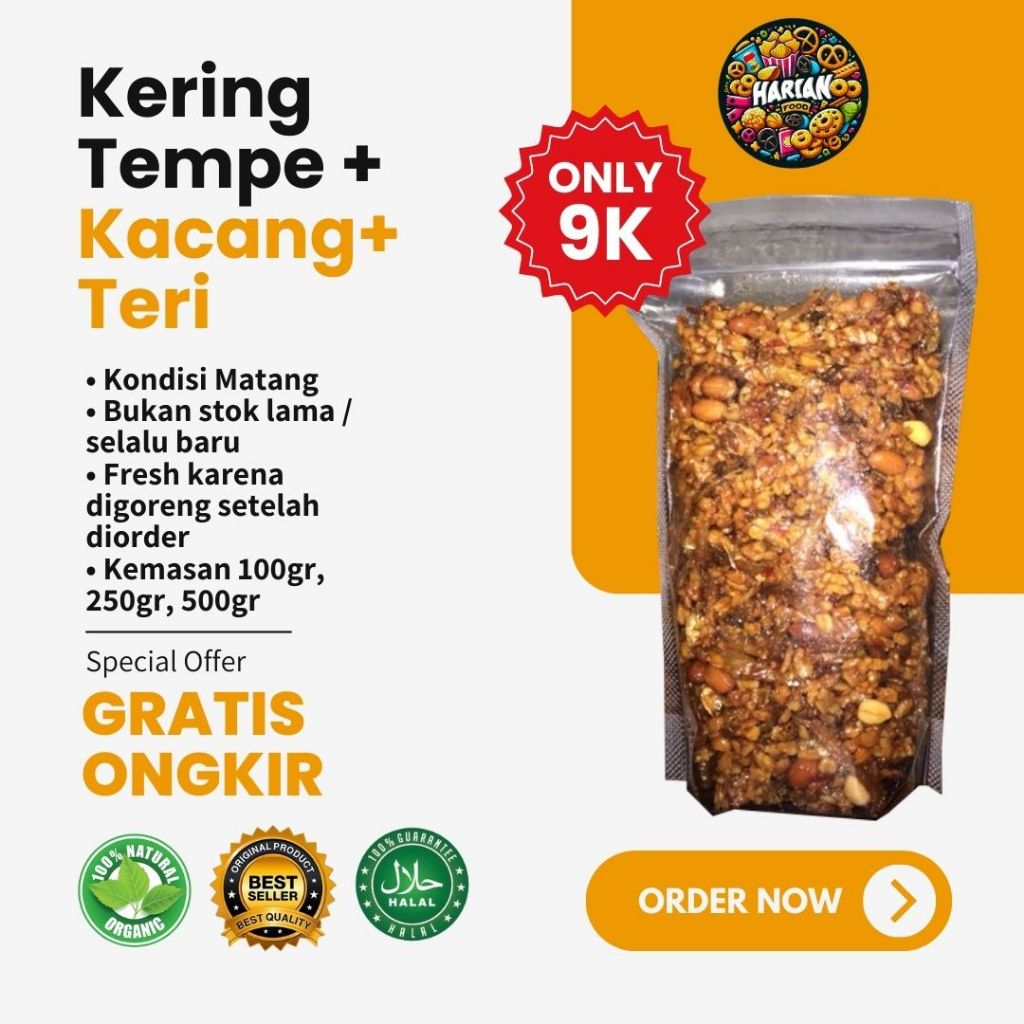 Jual Harian Food - Kering Tempe, Kacang dan Teri Super 100 gram 250gram ...