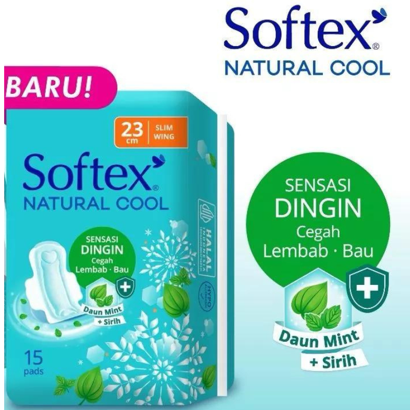Jual Softex natural COOL WING 23 cm isi 15 pads super slim daun sirih mint dingin pembalut ...