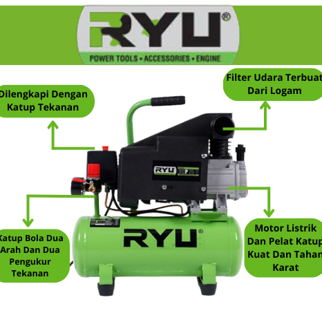 Jual Compressor 50 Liter 2.5 HP RCP250-1 RYU Original Terbaru Kompresor 2.5 Hp Listrik 50 Liter ...