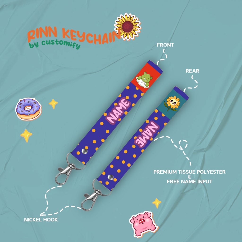 Jual Rinn Keychain Custom Nama Purple Edition Printing 2 Sisi ...