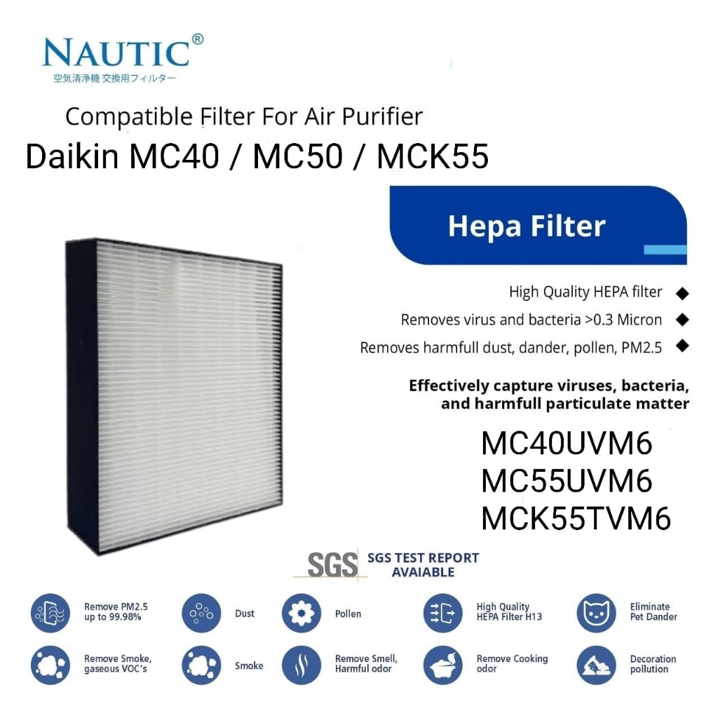 Jual HEPA FILTER DAIKIN Air Purifier MCQ30ZVM MC40UVM MC55UVM MCK55TVM ...