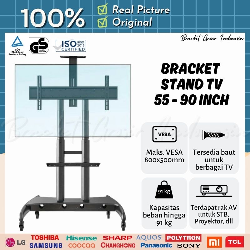 Jual Bracket Standing TV 90 85 80 75 70 65 60 55 50 Inch Premium Stand ...