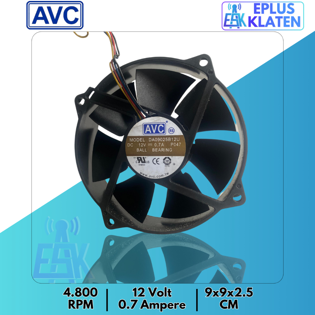 Jual Kipas AVC MINING GAMING 4800 RPM 12V 8cm 9cm DA09025B12U BALL BEARING High Speed AVC ...