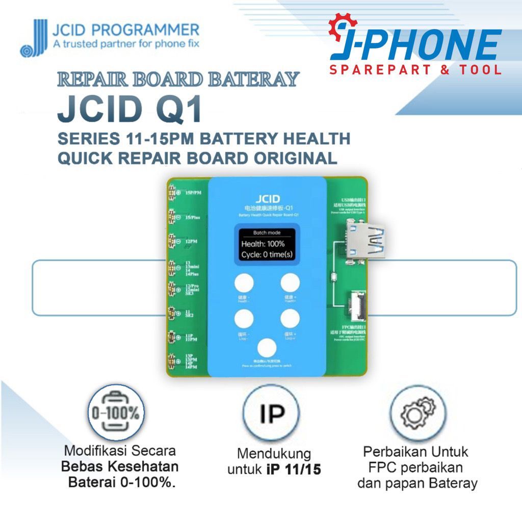 Jual ALAT SOFTWARE JCID Q1 11 - 15PM BATTERY HEALTH QUICK REPAIR BOARD ORIGINAL | Shopee Indonesia