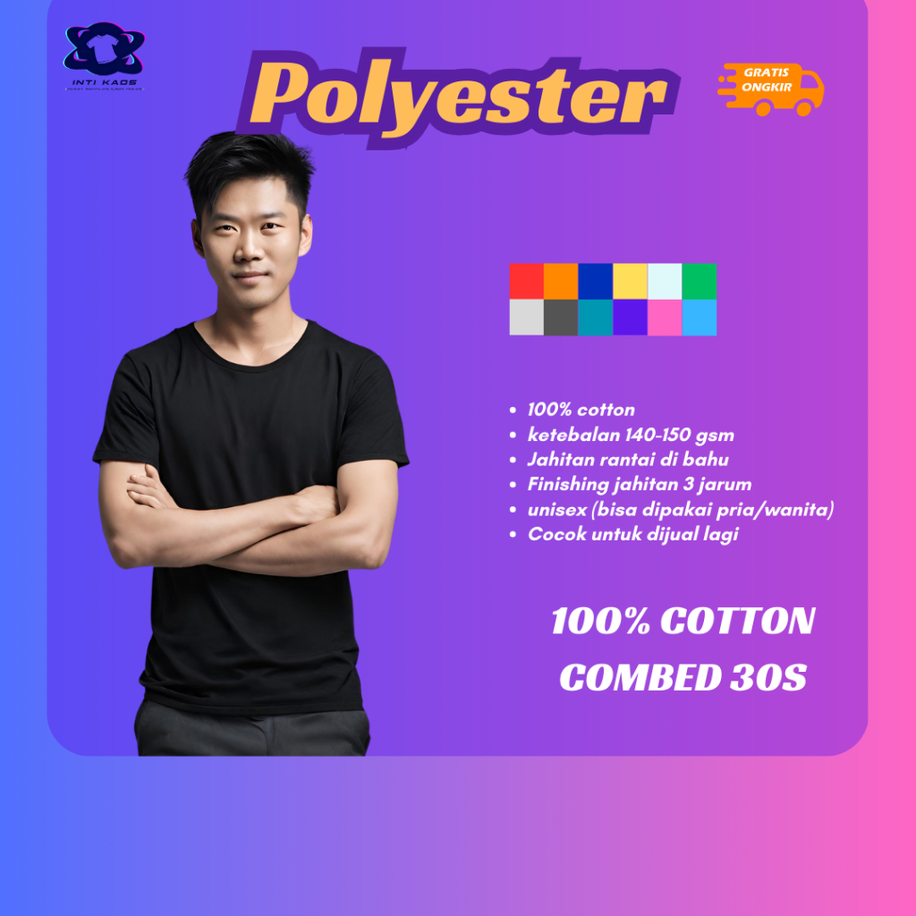 Jual KAOS POLOS BAHAN POLYSETER 30S PREMIUM GRADE A | Shopee Indonesia