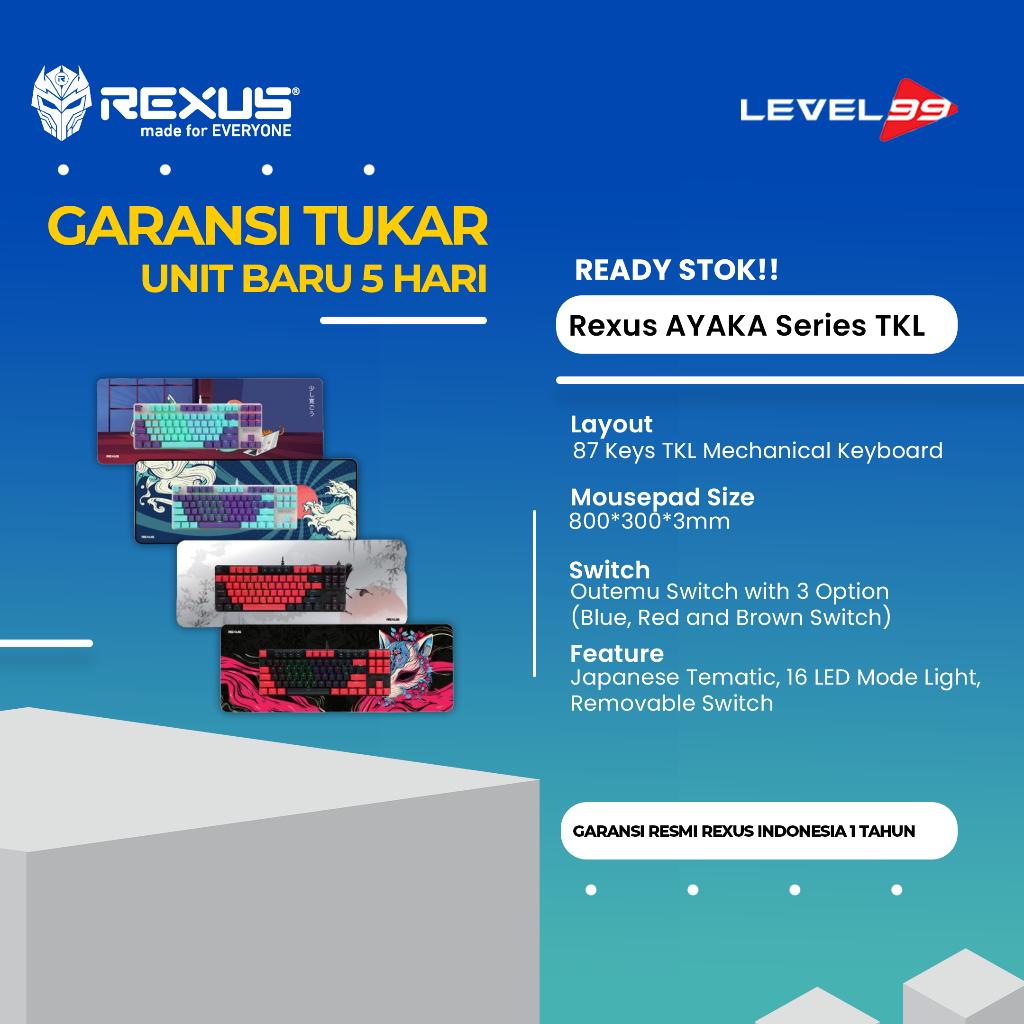Jual Rexus Keyboard Mousepad AYAKA Series TKL | Shopee Indonesia