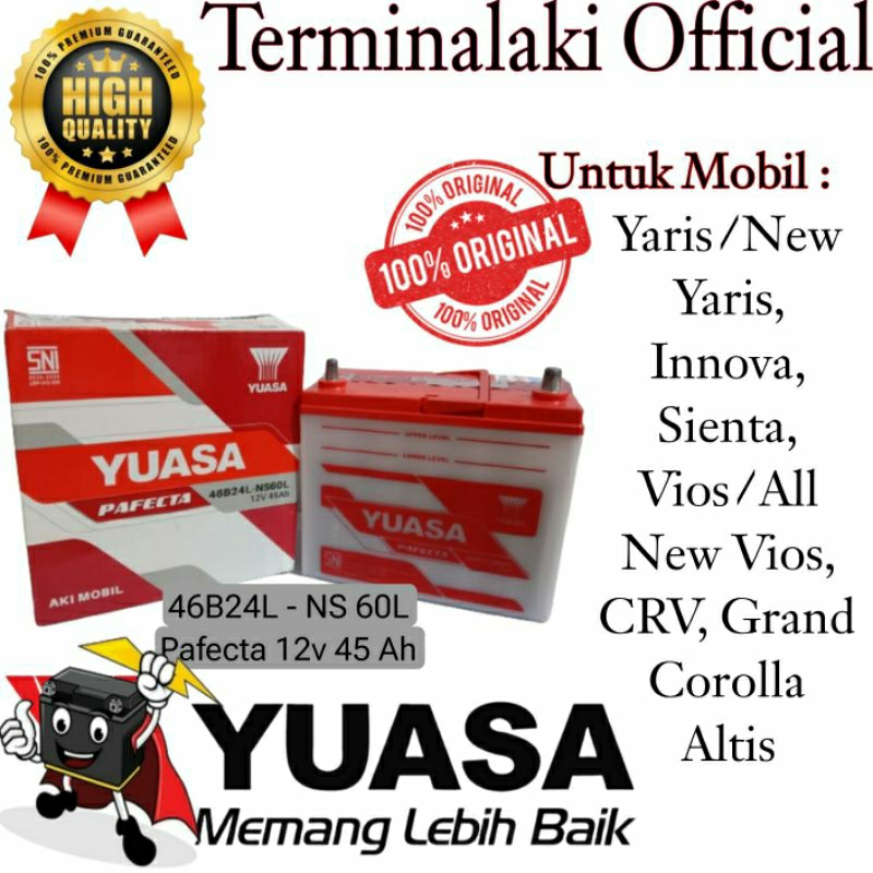 Jual AKI INOVA BENSIN LIVINA YARIS SIENTA VIOS/ALL NEW VIOS,COROLA ALTIS YUASA 12V 45AH BASAH ...