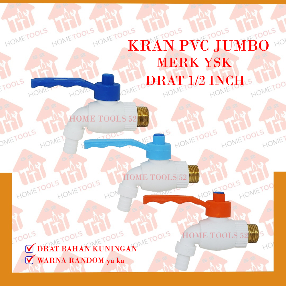 Jual Kran Air PVC Jumbo Turkey 1/2" Kran Taman Drat Kuningan YSK ...