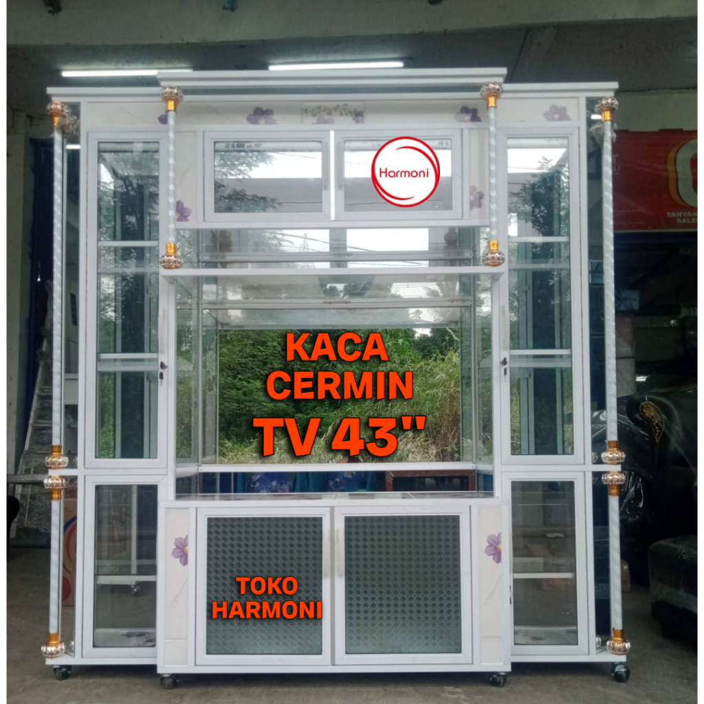 Jual BUFET TV ALUMUNIUM 180X200 PAJANGAN TV ALUMUNIUM KACA RAK TV ...