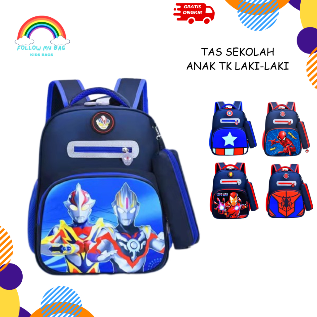 Jual FMB Tas Anak Laki Laki Tk Dan Paud Ransel Gendong Sekolah Gambar Karakter Superhero Timbul ...