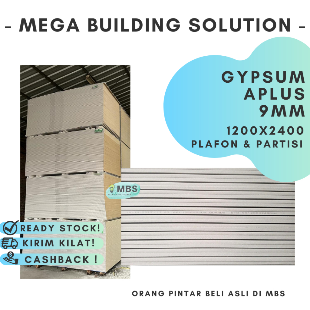 Jual Gypsum Aplus 9mm x 1200 x 2400mm / Papan Gipsum A+ Board Partisi ...