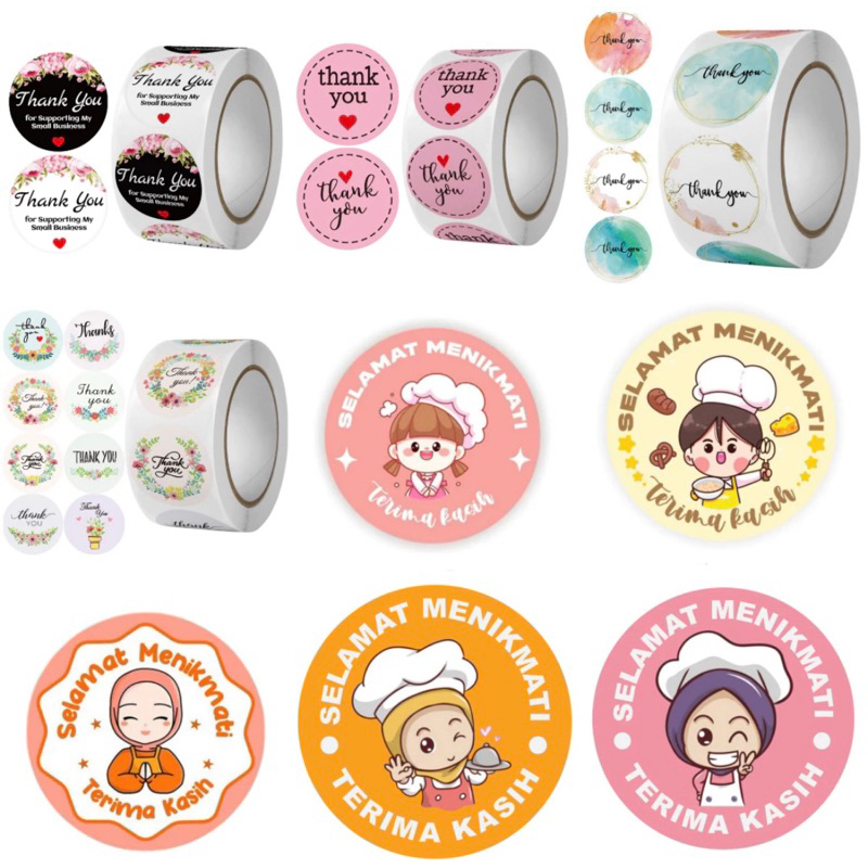 Jual Sticker Thank You Roll 500pcs Stiker Terima Kasih Roll 500pcs