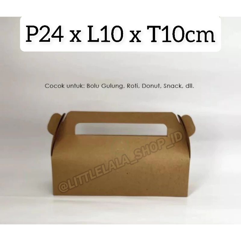 Jual Gable Snack box Kraft 24x10x10 PE 325 gsm /Kotak coklat bolu ...