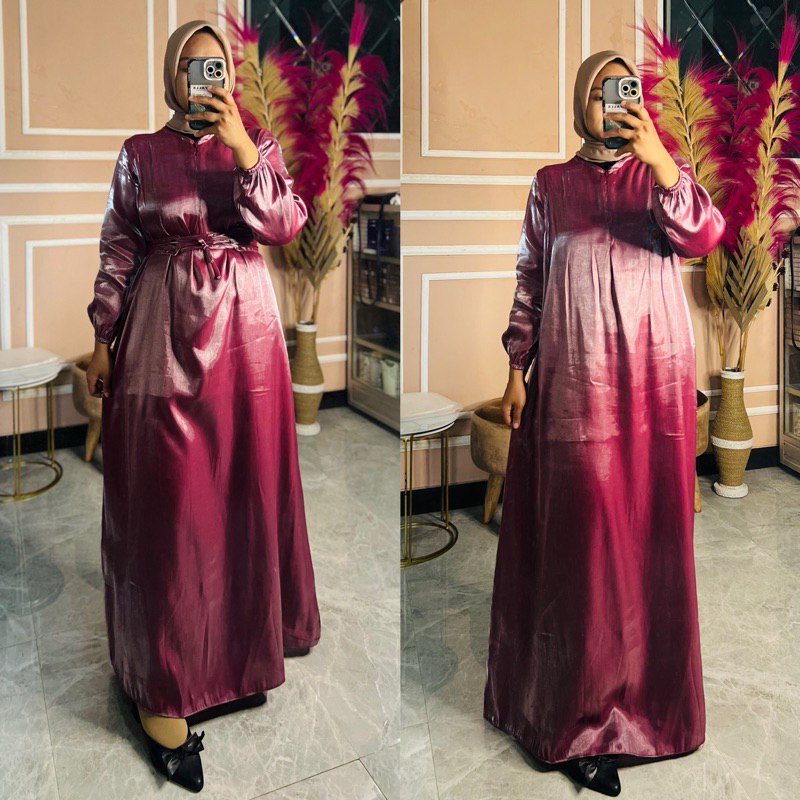 Jual Anyya Dress Shimmer Luxury Free Obi Belt Gamis Kondangan Busui ...