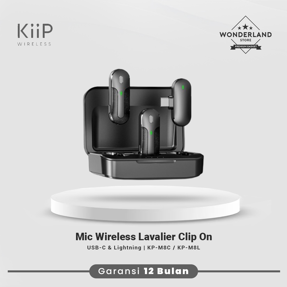 Jual KIIP M8 Microphone Wireless Mic Clip On Dual Mic USB-C Lightning ...