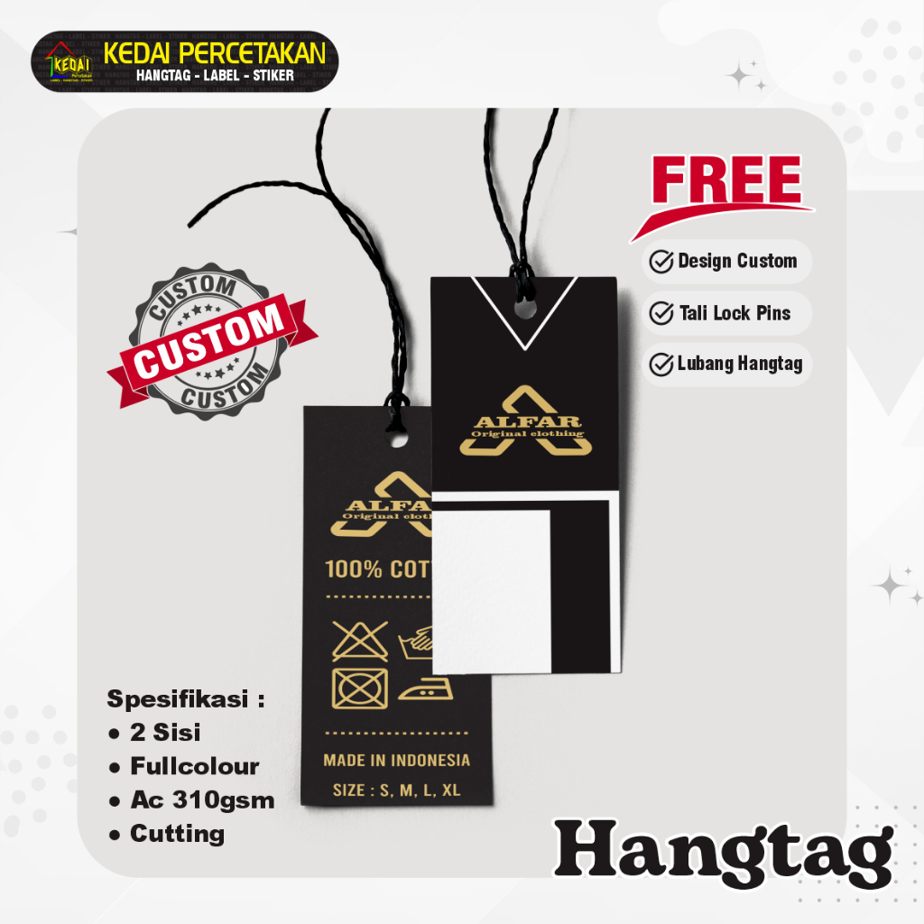 Jual Hangtag ALFAR 4x12cm hang tag baju bonus tali price tag hangtag ...