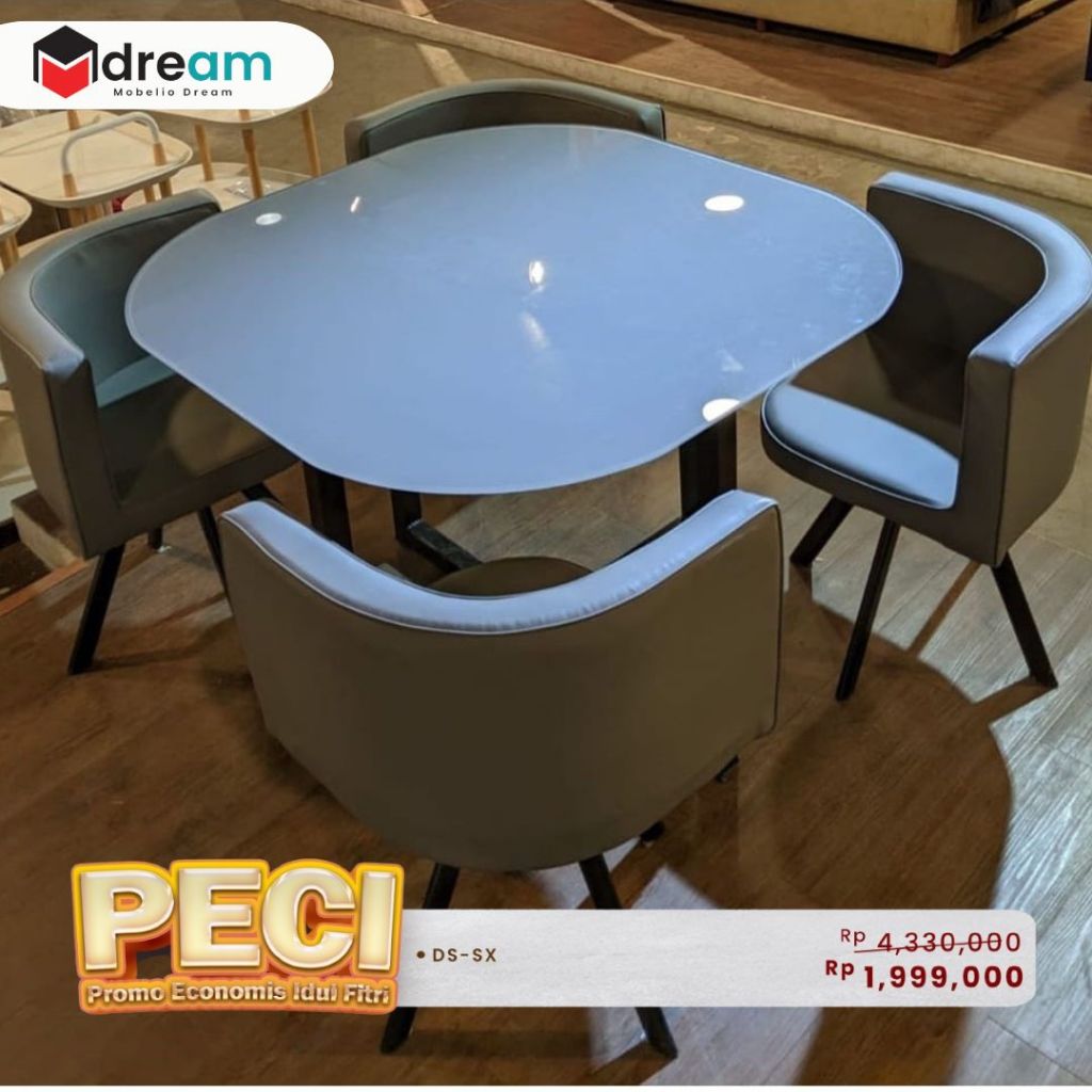 Jual Meja Makan Dining Set Kaca Minimalis Box 4 Kursi Bangku - SX ...