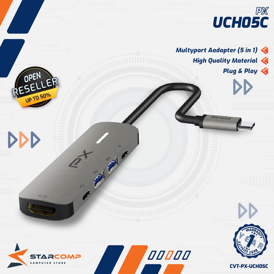 Jual USB Hub Converter Type C Macbook Laptop to HDMI USB 5 in 1 PX ...