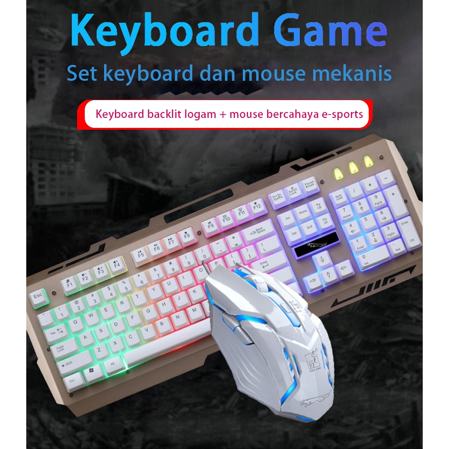 Jual [Bise COD] keyboard mechanical gaming G700 Set Keyboard Plus Mouse ...