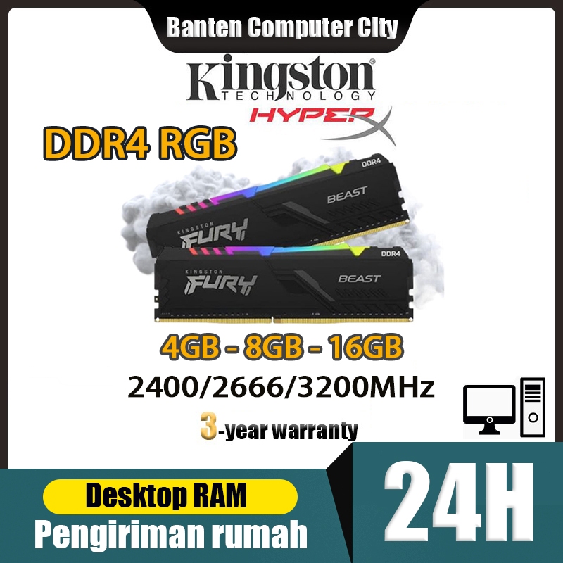 Jual Kingston Fury DDR4 Desktop PC RAM Beast RGB Colorful 8 16Gb 2666 ...