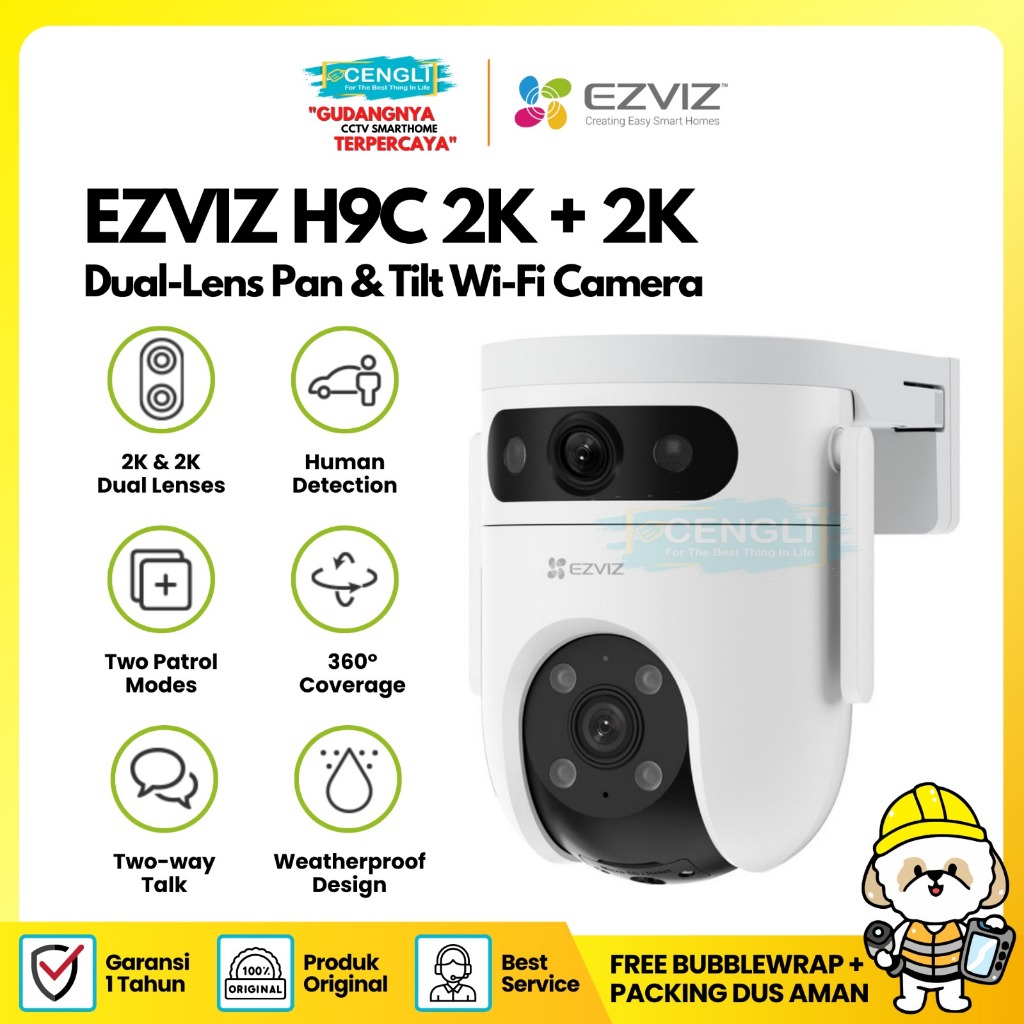 Jual IP Camera EZVIZ Outdoor H9C 2K+2K 3MP CCTV Dual Lens Pan & Tilt Wi ...