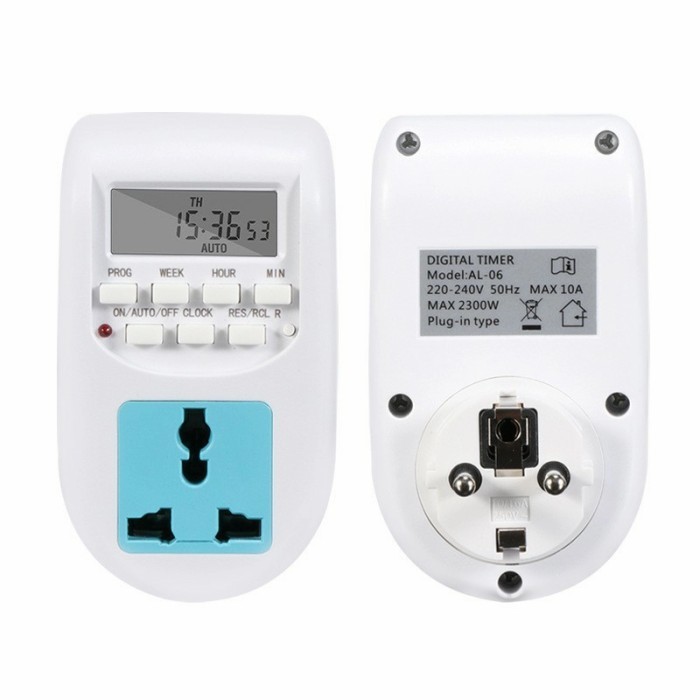Jual Programmable Digital Timer Switch 16 Program On/Off EU Stop Kontak-Multi Socket | Shopee ...