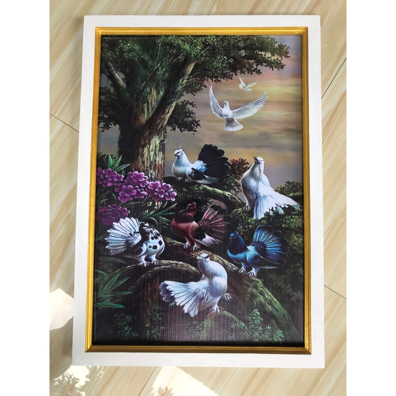 Jual lukisan cetak gambar burung merpati putih plus bingkai | Shopee ...